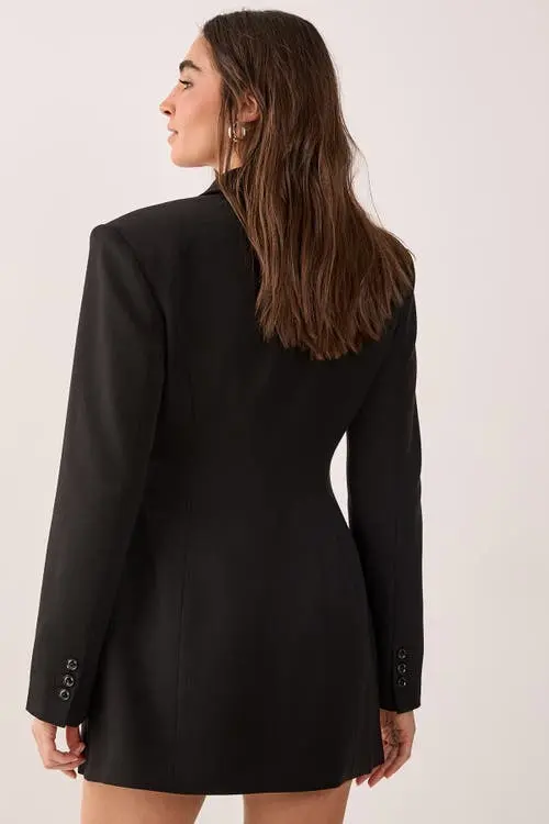 Nasty Gal Shoulder Pad Blazer Mini Dress - Black