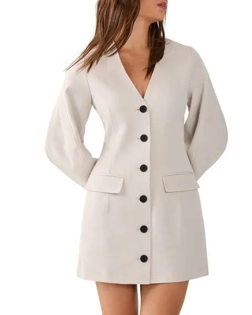 Nasty Gal Button Through Mini Blazer Dress - Ecru