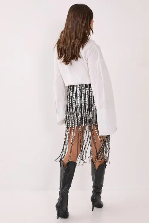 Nasty Gal Beaded Tassel Mini Skirt