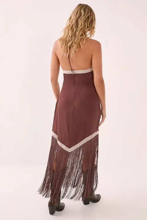 Nasty Gal Halter Neck Tassel Mini Dress