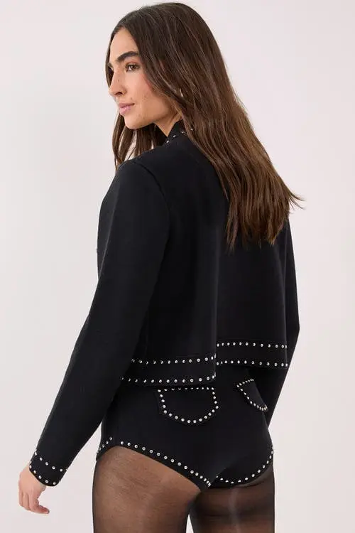 Nasty Gal Knitted Western Stud Detail Shorts