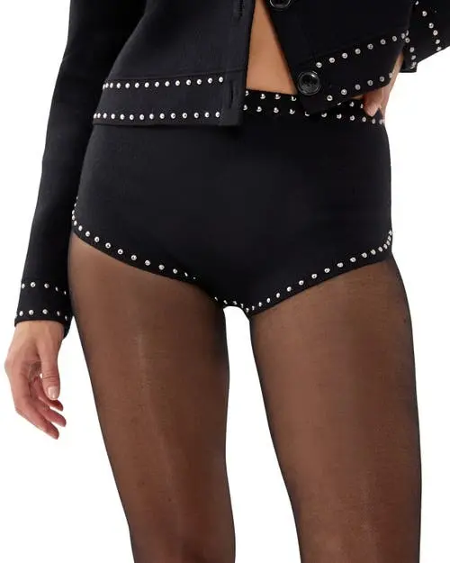 Nasty Gal Knitted Western Stud Detail Shorts