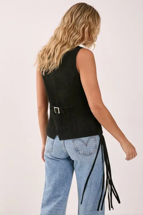 Nasty Gal Suede Fringe Waistcoat