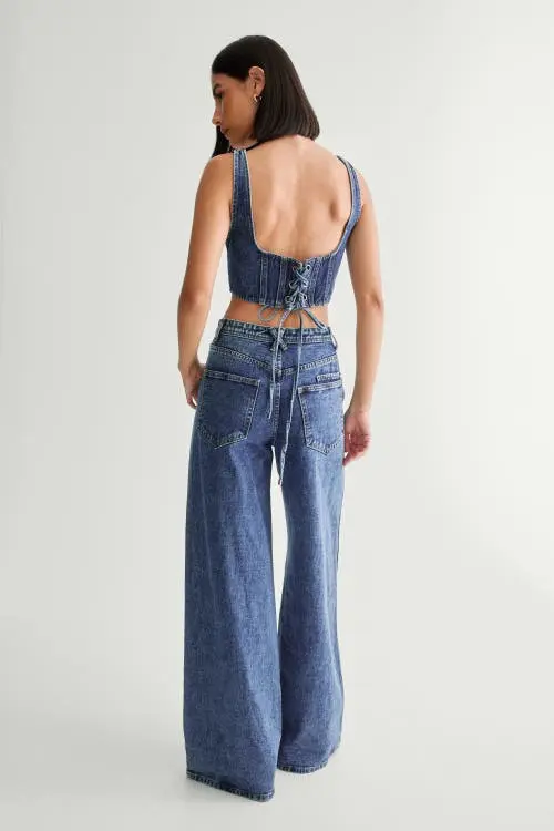 Nasty Gal Lace-up Wide-leg Jeans