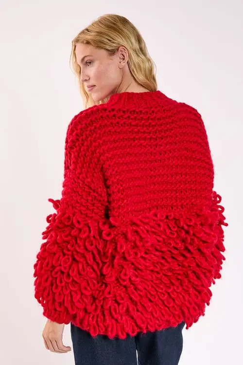 Nasty Gal Loopy Quarter Zip Sweater With Textured Sleeves