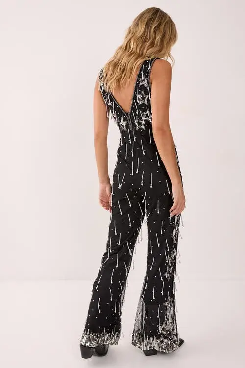 Nasty Gal Sequin And Pearl Droplet Embellished Jumpsuit