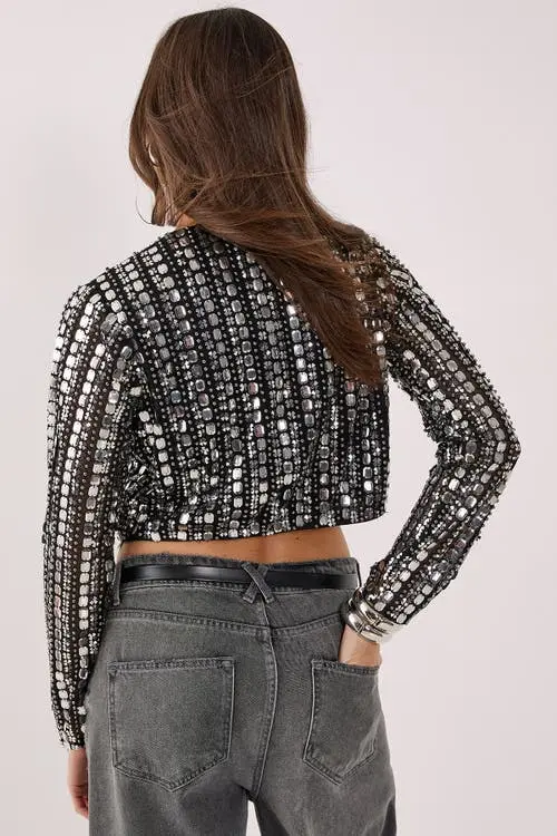 Nasty Gal Beaded Long Sleeve Jacket