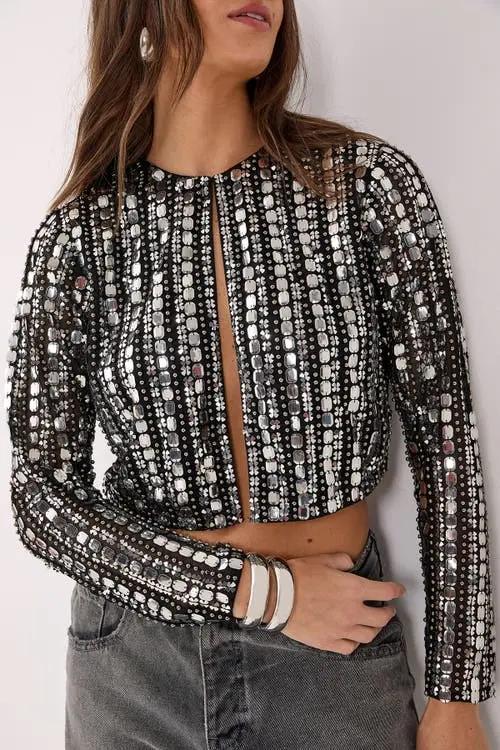 Nasty Gal Beaded Long Sleeve Jacket