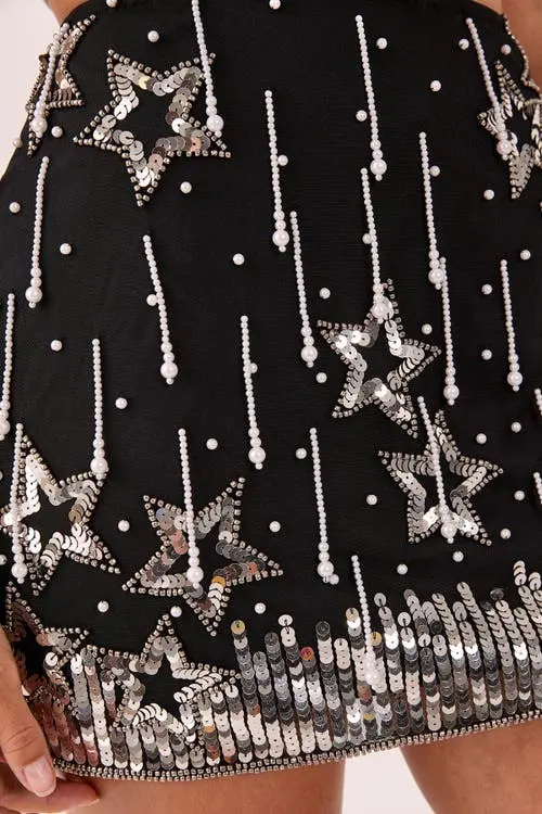 Nasty Gal Star Sequin Embellished Mini Skirt - Black