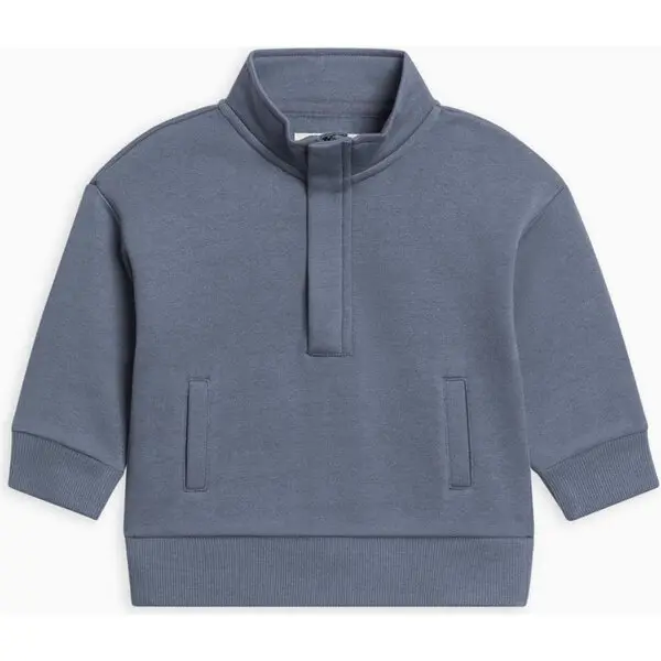 KENDI Eunan Fleece Half-zip Pullover Sweatshirt - Denim