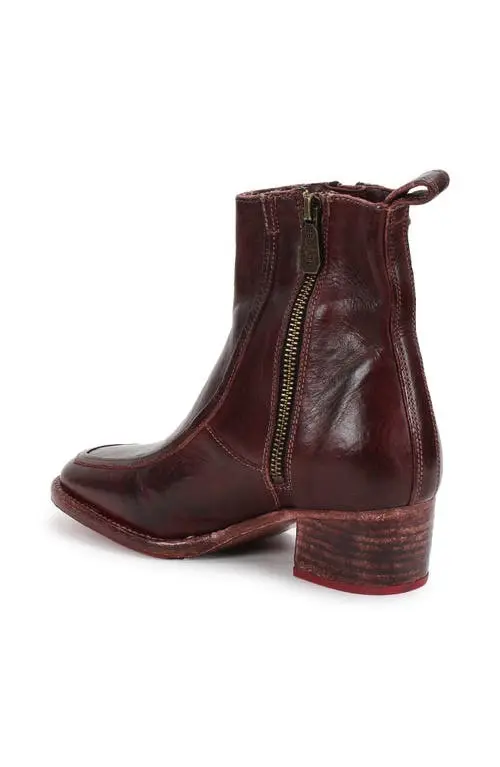 Bed Stu Bitsy Square Toe Ankle Boot With Stacked Heel - Cherry