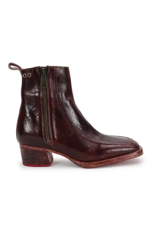 Bed Stu Bitsy Square Toe Ankle Boot With Stacked Heel - Cherry