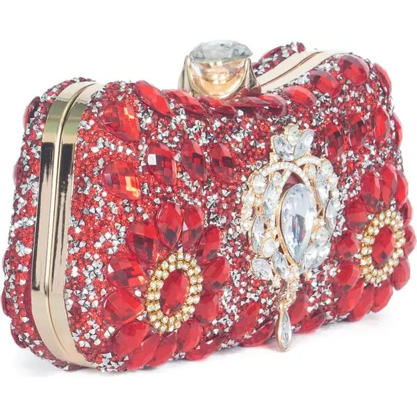 LAUREN LORRAINE Shimmering Evening Clutch - Red