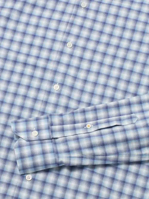Robert Talbott Reynolds Ultra Light Weight Brushed Ombre Plaid Shirt - Blue Multi