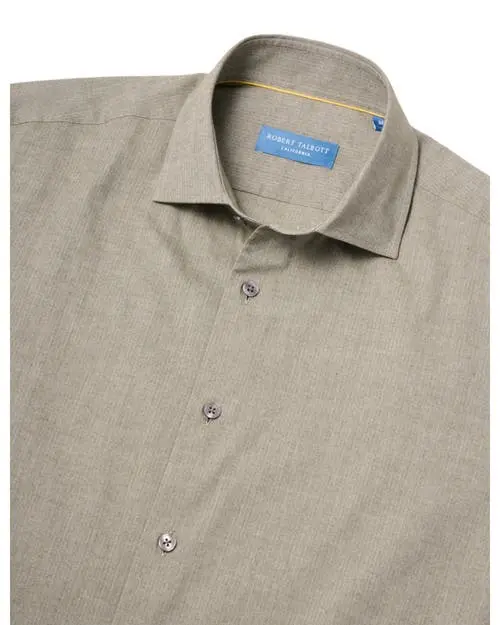Robert Talbott Reynolds Ultra Light Weight Brushed Herringbone Shirt - Olive