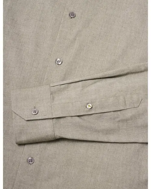 Robert Talbott Reynolds Ultra Light Weight Brushed Herringbone Shirt - Olive