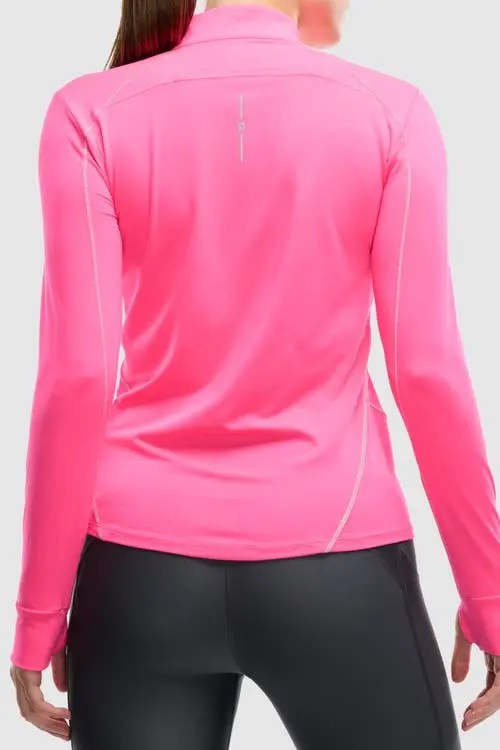 PELOTON Active Brushed Jersey Quarter-zip - Hot Pink