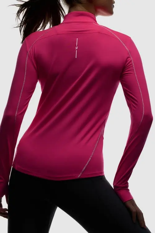 PELOTON Active Brushed Jersey Quarter-zip - Hot Pink