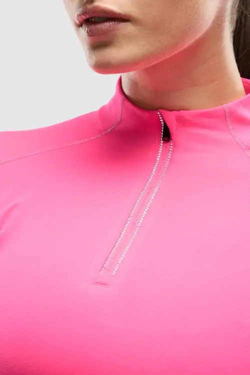 PELOTON Active Brushed Jersey Quarter-zip - Hot Pink