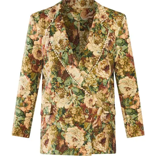 EDDY Meredith Double-breasted Blazer - Flora Floral Jacquard
