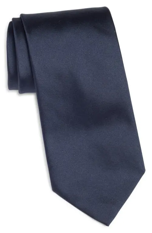 JACK VICTOR Solid Silk Tie - Navy