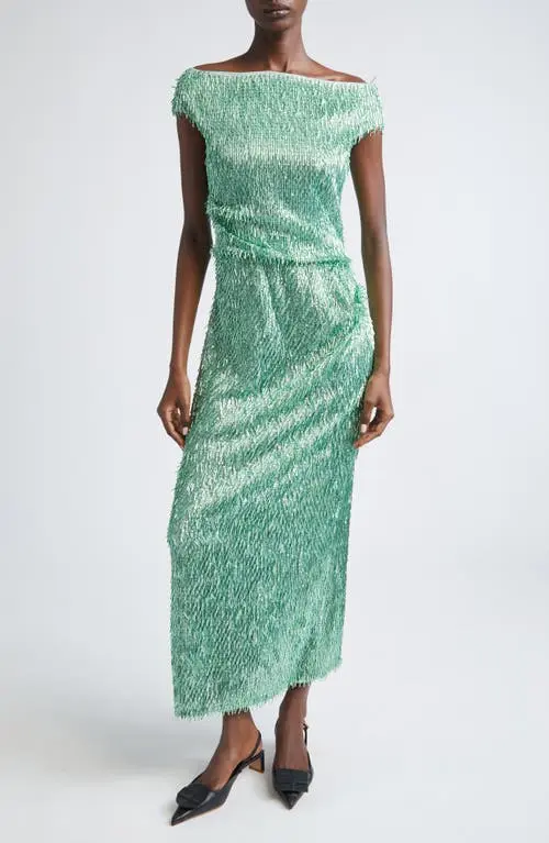 Erdem Beaded Off-the-shoulder Cocktail Dress - Mint
