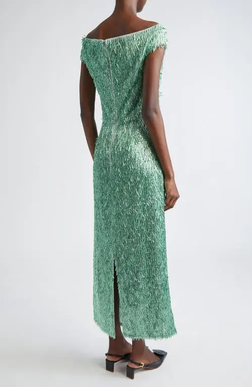 Erdem Beaded Off-the-shoulder Cocktail Dress - Mint