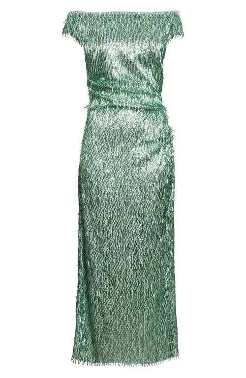 Erdem Beaded Off-the-shoulder Cocktail Dress - Mint