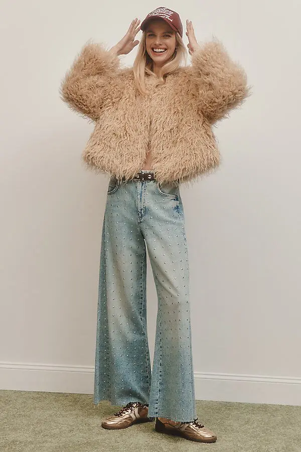 Anthropologie Faux Fur Jacket - Neutral