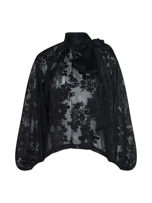 L'AGENCE Rhett Burnout Satin Blouse Top