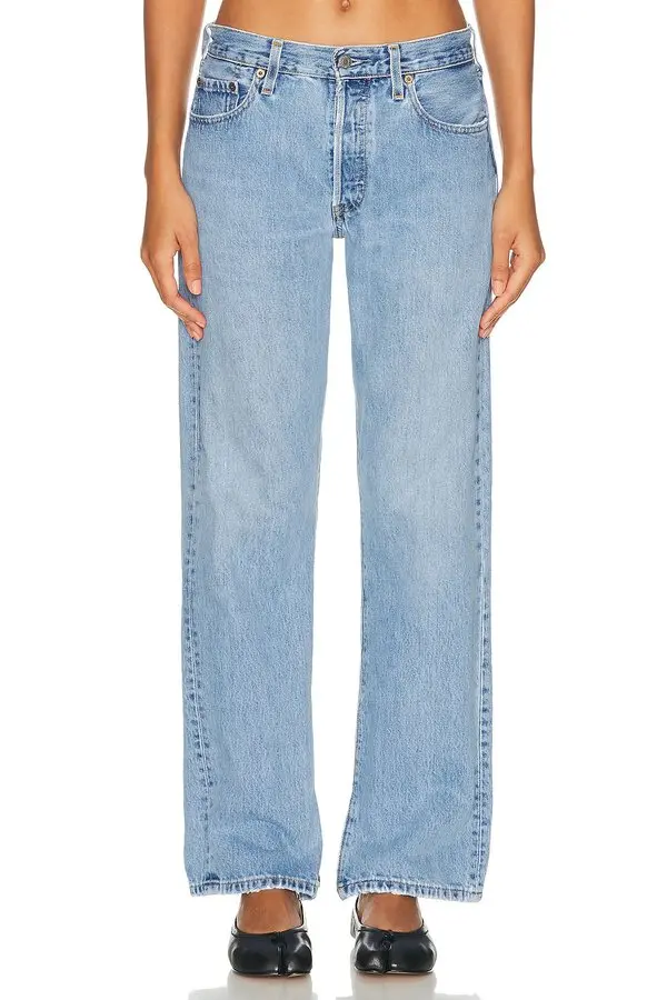 ALIGRACE Vintage Relaxed Split Jeans - Light Medium