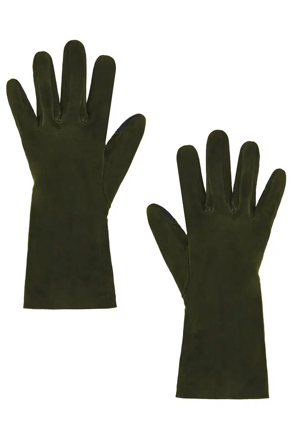 AGNELLE Christina Suede Gloves - Olive