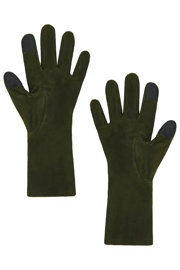 AGNELLE Christina Suede Gloves - Olive