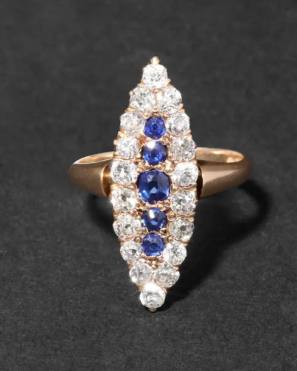 Alexis Bittar Antique Victorian 14k Ring With Sapphire And Diamond - Gold
