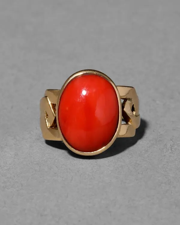 Alexis Bittar Antique Edwardian 1910s 18k & Coral Ring - Gold