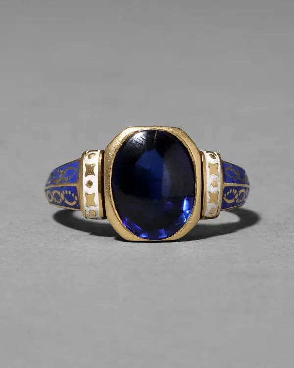 Alexis Bittar Antique 1840s French Ring With Sapphire And Enamel - Gold