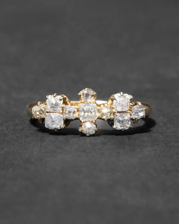 Alexis Bittar Antique Victorian 18k Ring With Rose Cut Diamonds - Gold