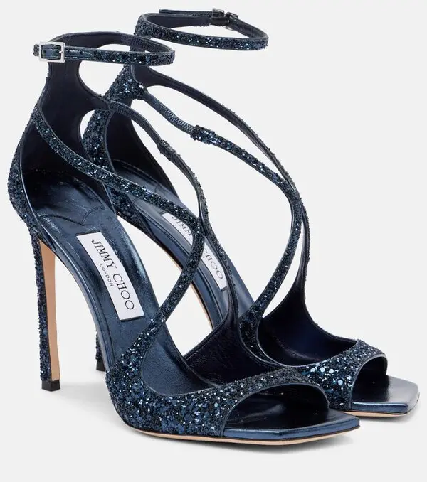 JIMMY CHOO Azia 110 Glitter Sandals - Blue