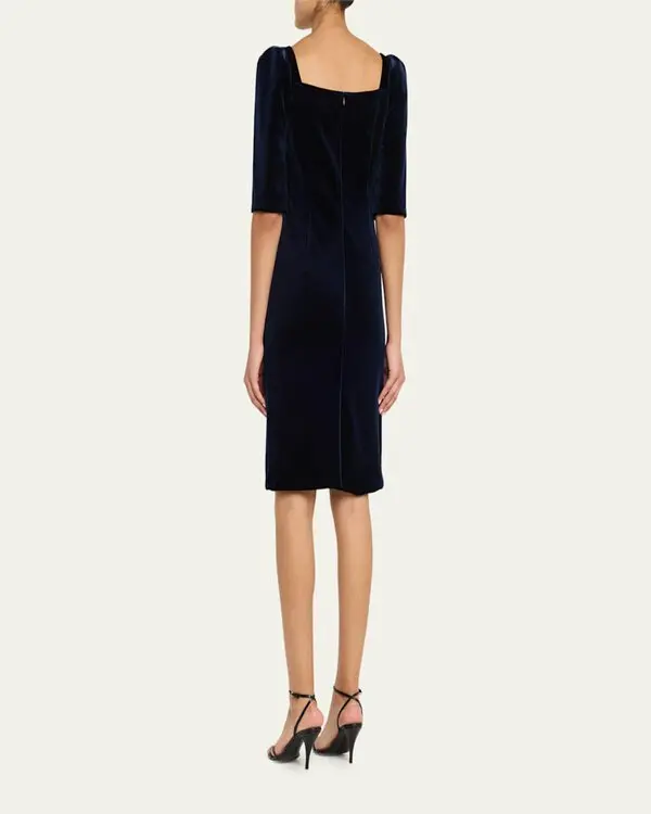 Rickie Freeman For Teri Jon Floral Applique Velvet Knee Length Dress