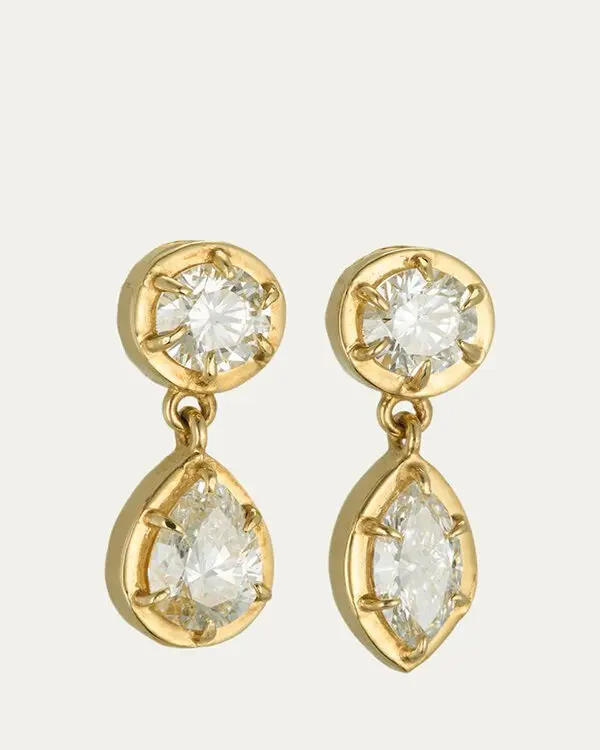 DARA KAYE Mega Mismatch Diamond Drop Earrings - Yellow