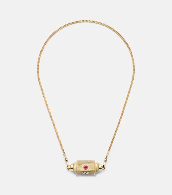 MARIE LICHTENBERG 18kt Locket Necklace With Diamond And Ruby - Gold