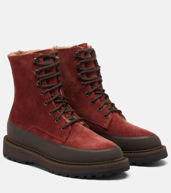 Le Monde Beryl Dolomite Shearling-lined Suede Combat Boots