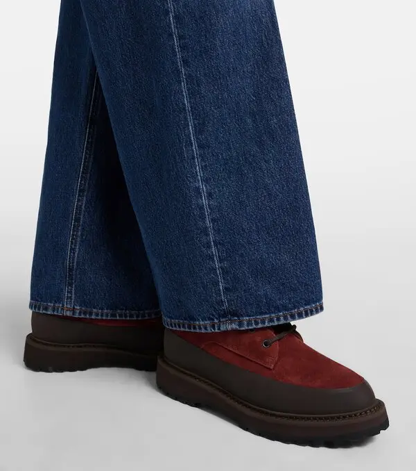 Le Monde Beryl Dolomite Shearling-lined Suede Combat Boots