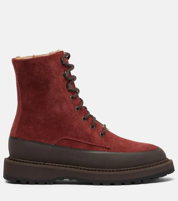 Le Monde Beryl Dolomite Shearling-lined Suede Combat Boots