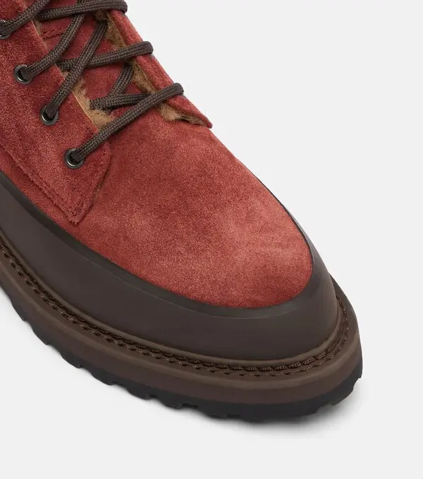 Le Monde Beryl Dolomite Shearling-lined Suede Combat Boots