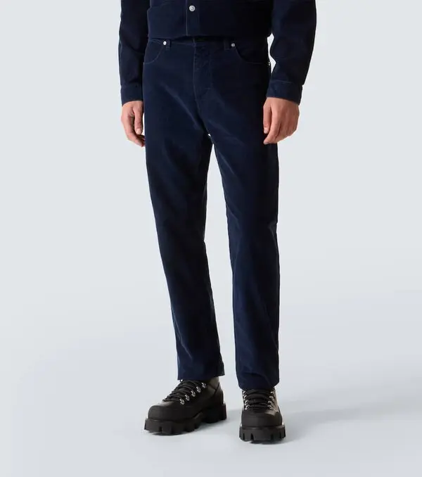 Stone Island Mid-rise Cotton Corduroy Slim Jeans - Blue