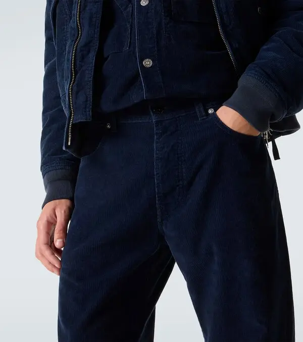 Stone Island Mid-rise Cotton Corduroy Slim Jeans - Blue