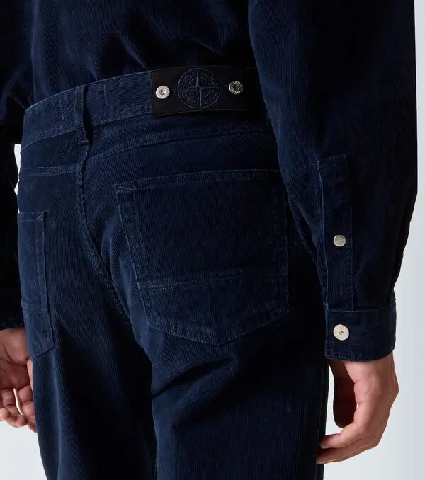 Stone Island Mid-rise Cotton Corduroy Slim Jeans - Blue