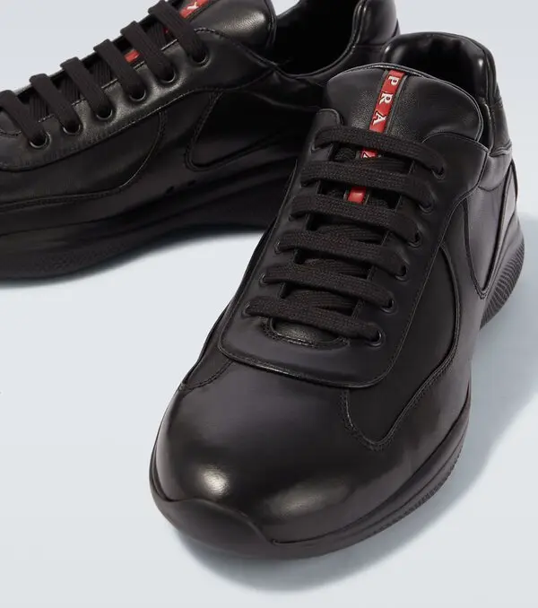 Prada America's Cup Leather Sneakers - Black