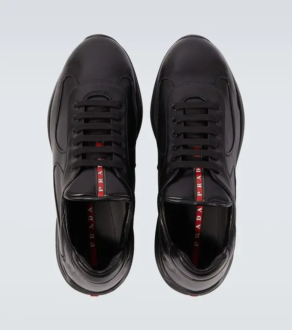 Prada America's Cup Leather Sneakers - Black